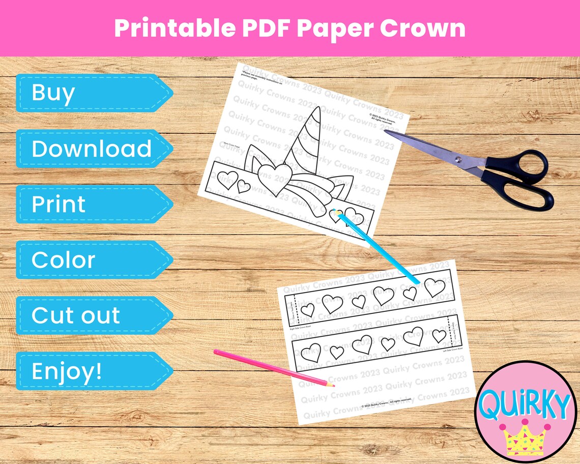 Unicorn Heart Crown Printable Paper Hat Template | DIY Kids Valentine ...