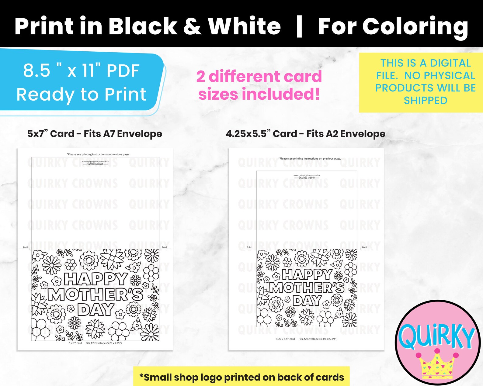 Mother's Day Flower Card to Color | Printable Happy Mother's Day Card ...