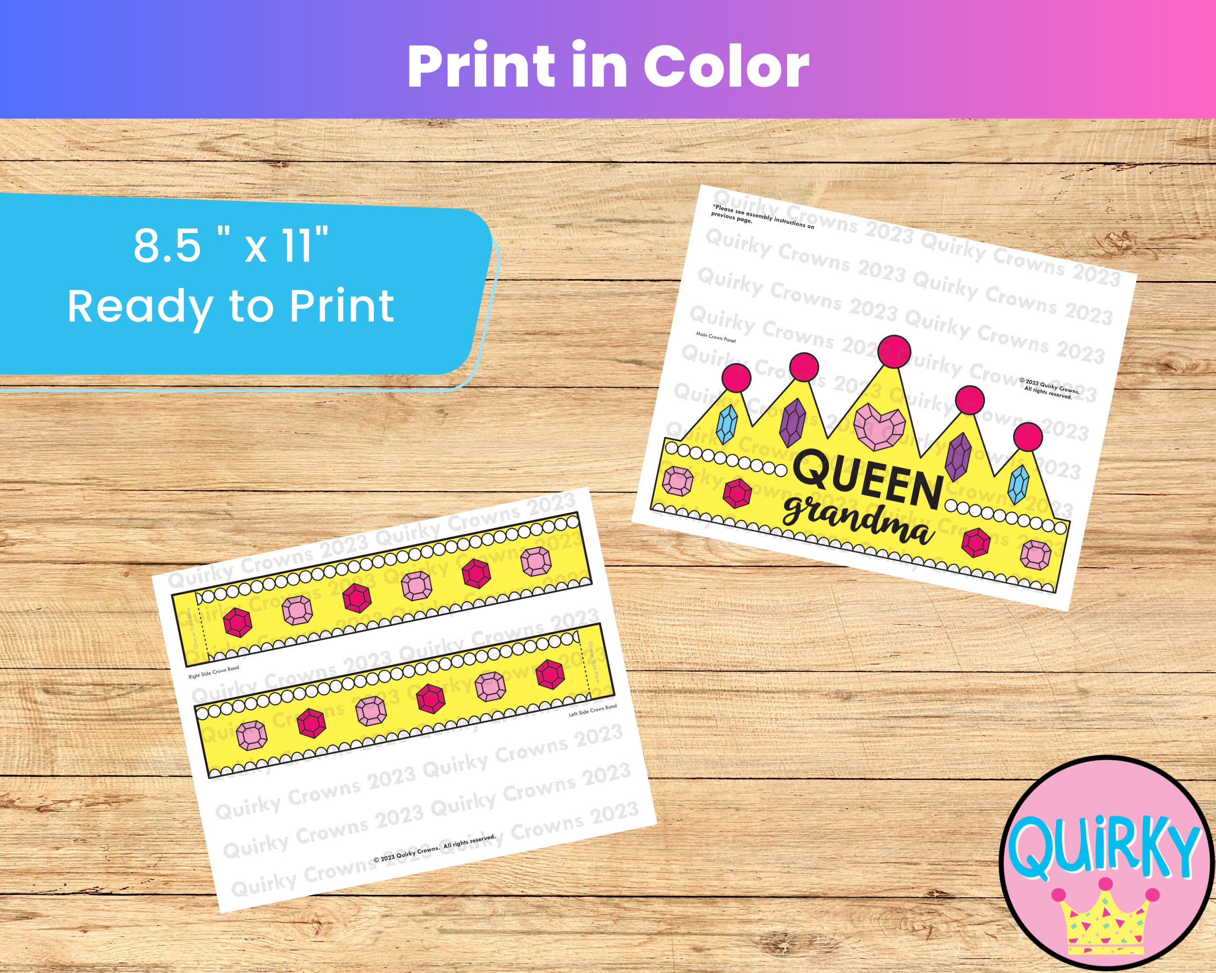 Queen Grandma Crown Printable Hat Template Craft Project | DIY Mother's ...