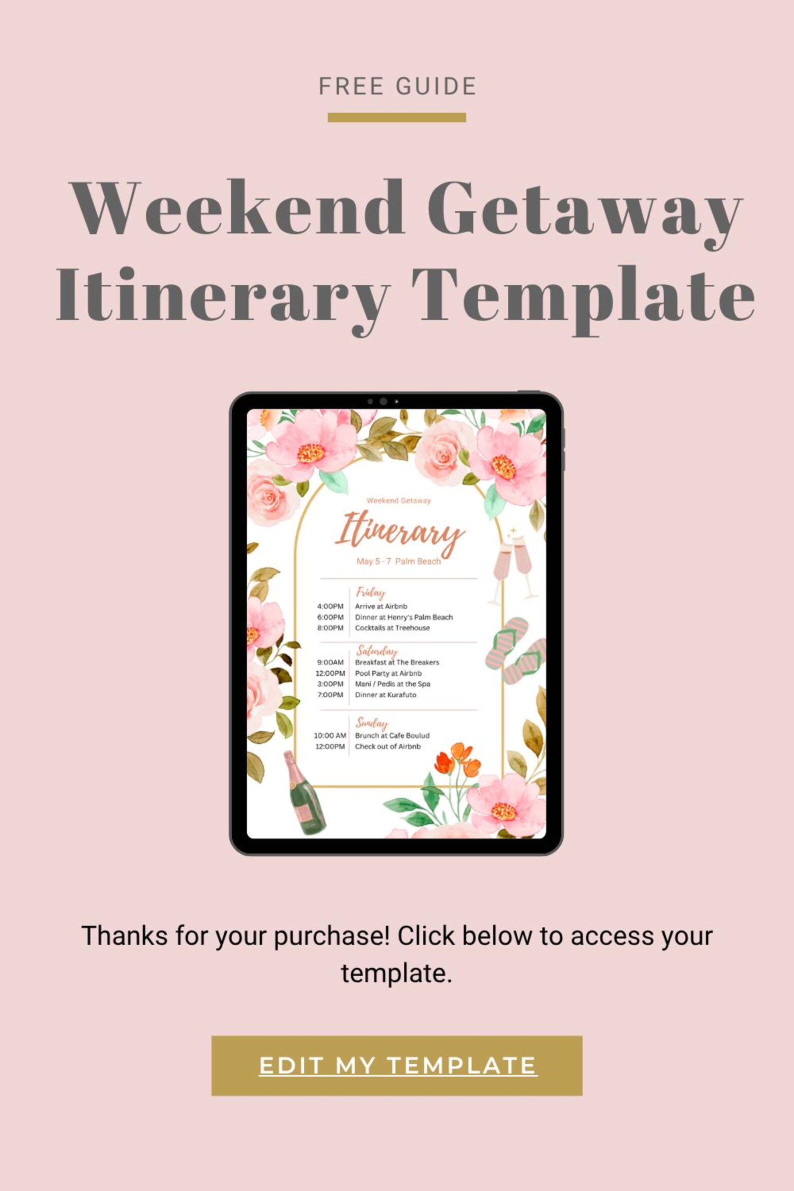 Weekend Itinerary Template, Surprise Weekend, Agenda, Spring, Vacation ...