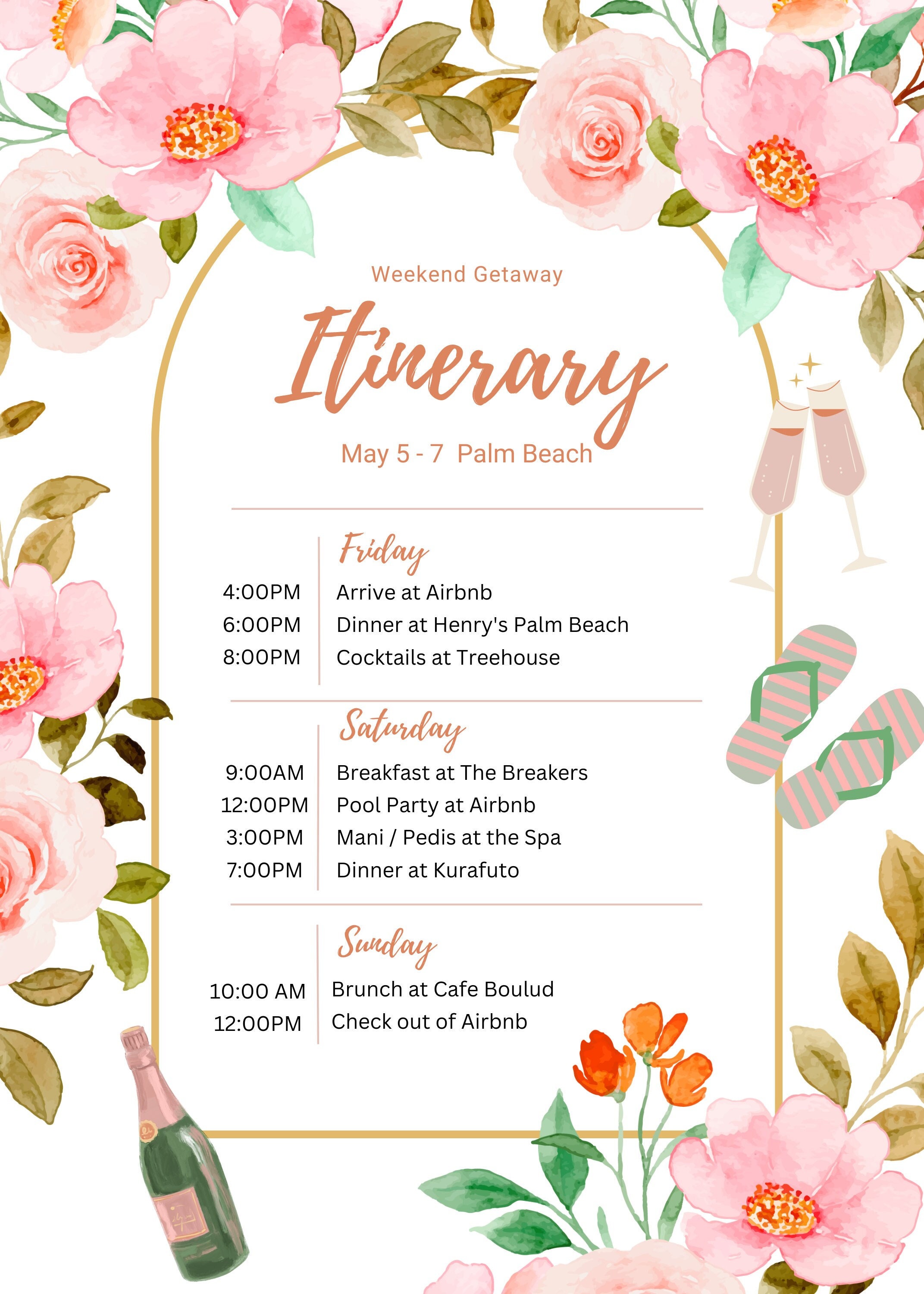 Weekend Itinerary Template, Surprise Weekend, Agenda, Spring, Vacation ...