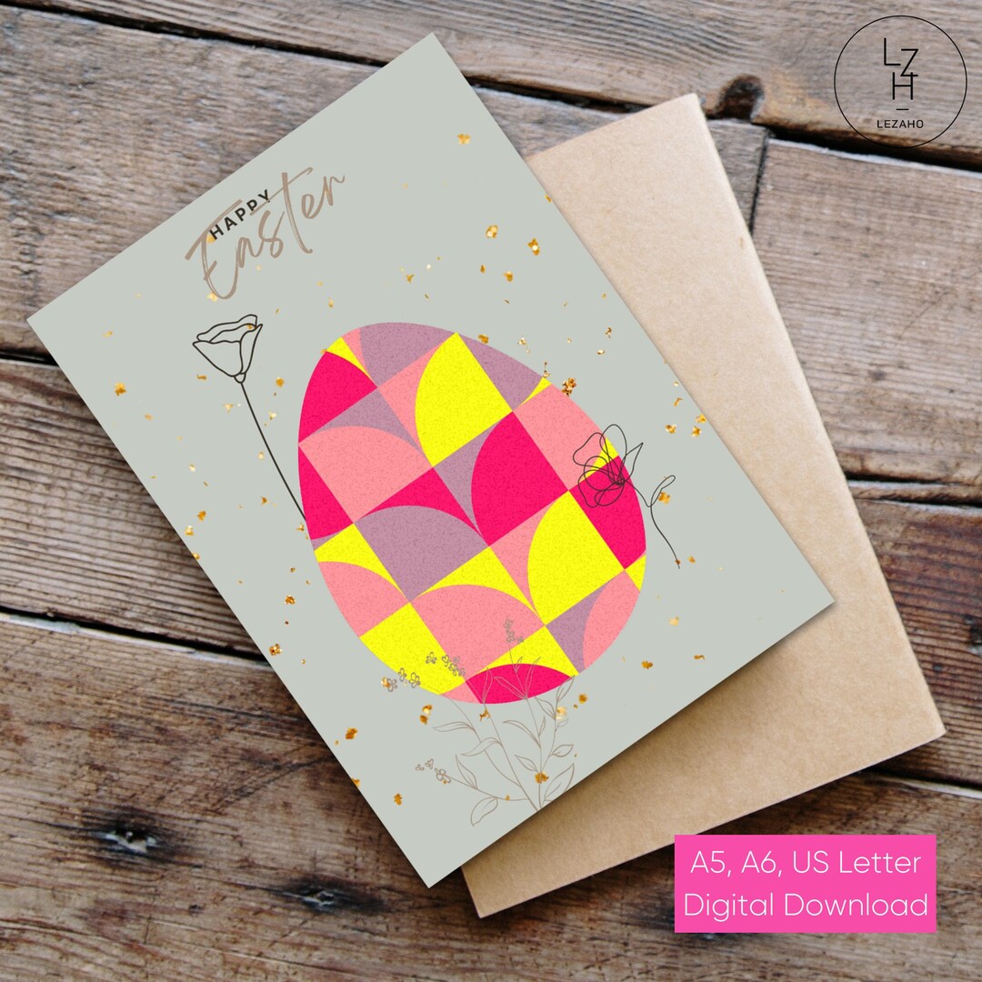 Digital Easter Card With Happy Easter Saying and Easter Egg, Design ...
