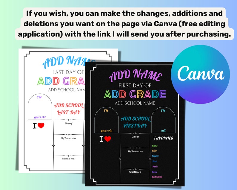 Personalizable First&last Day of School Digital Canva Template, EASY ...