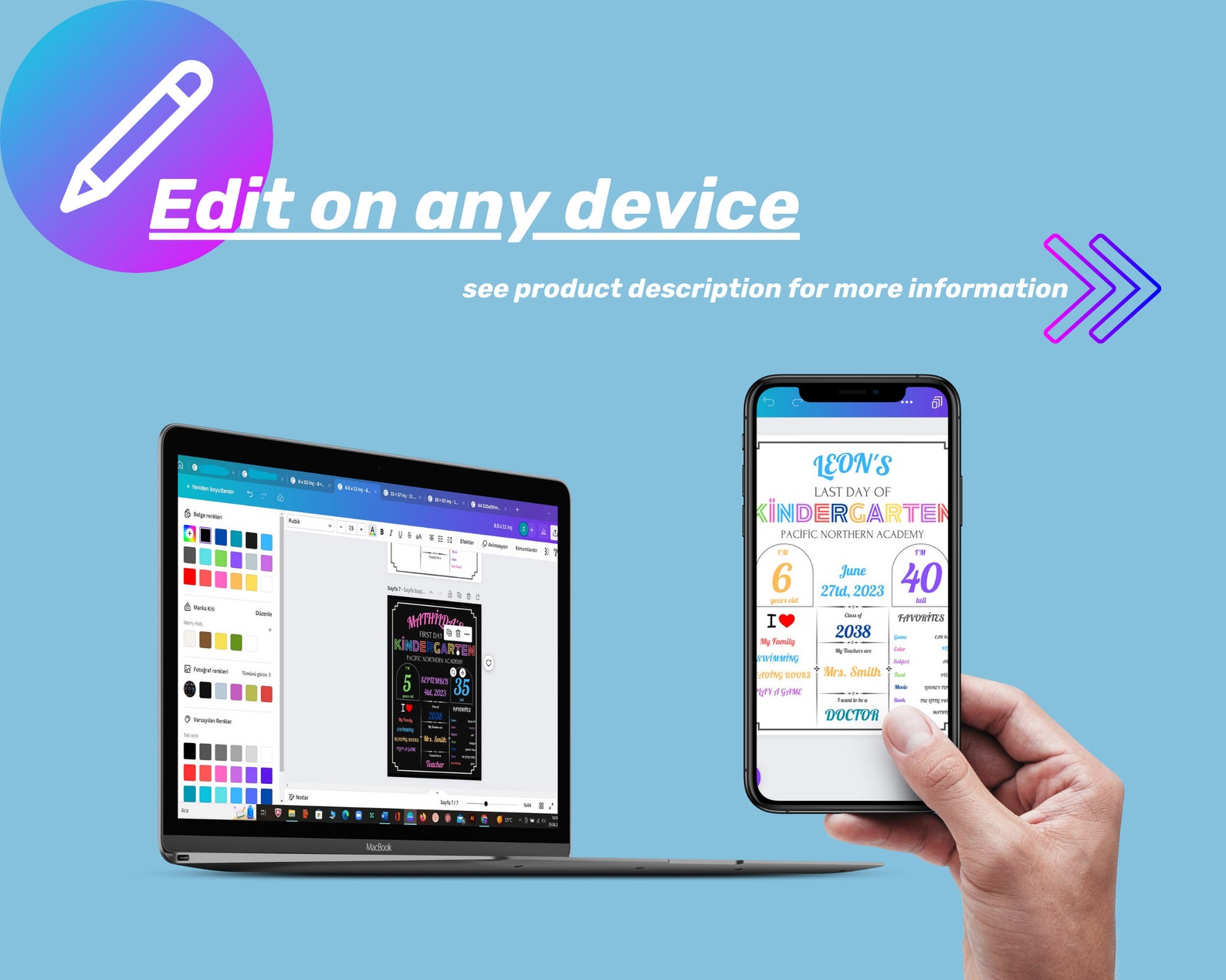 Personalizable First&last Day of School Digital Canva Template, EASY ...