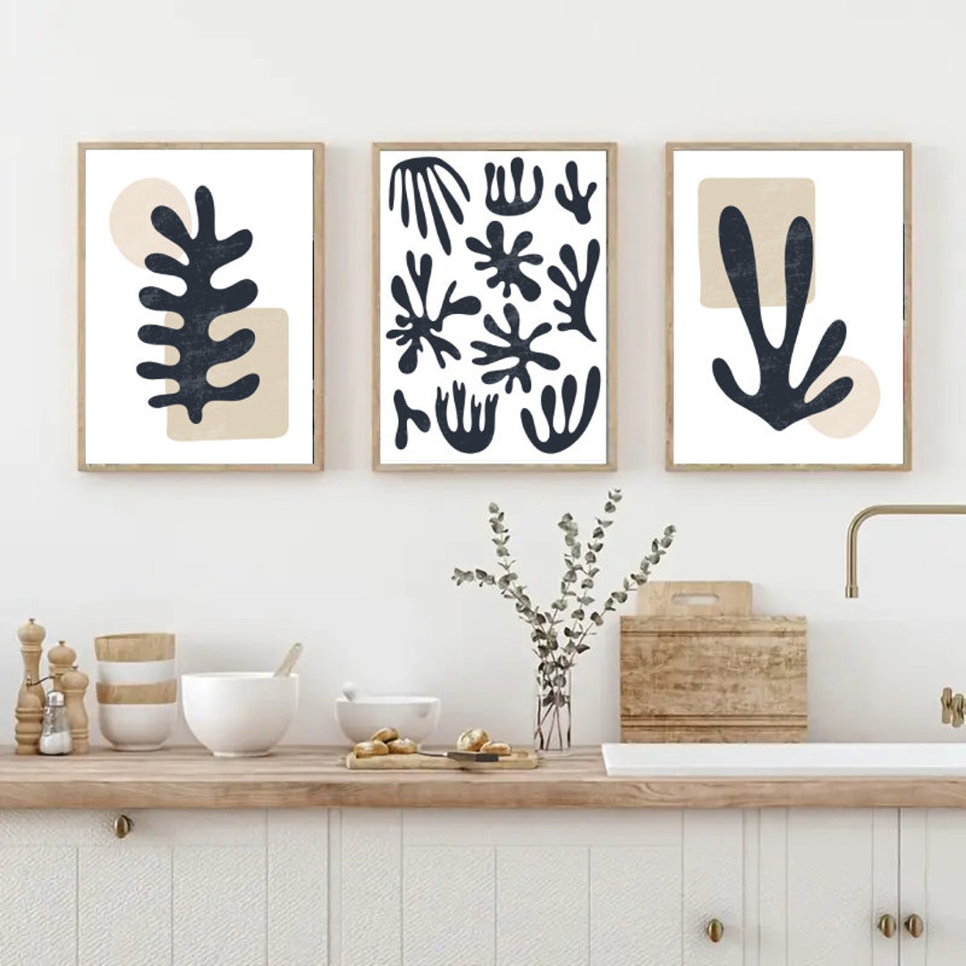 Mid Century Modern Neutral Boho Wall Art Prints, Abstract Art, Line Art ...