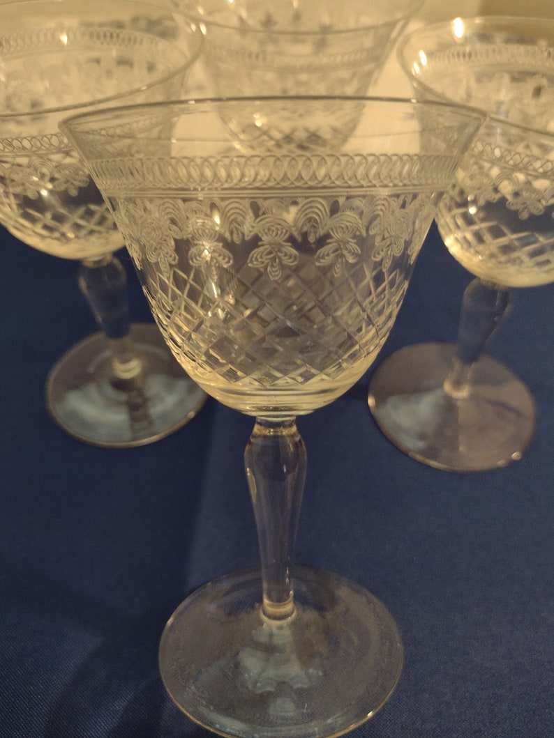 4 Pall Mall Lady Hamilton Wine Glasses. Edwardian Wheel Cut Crystal. - Etsy