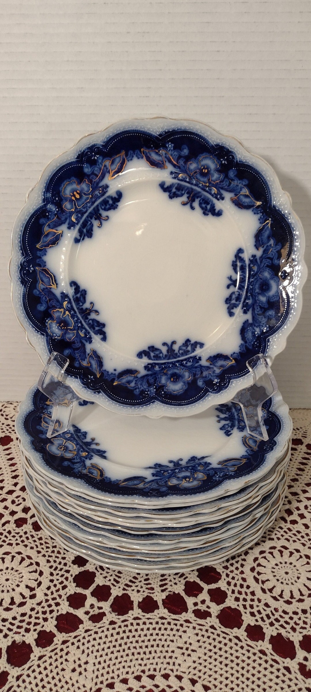 13 Rare Flow Blue Johnson Brothers oregon Luncheon Plates 9 - Etsy