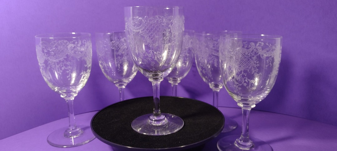 Etched Crystal - Goblets 6 3/8' Tall - Etsy