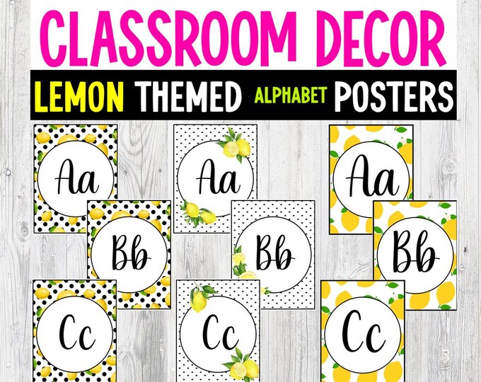 Lemon Themed Alphabet Posters Classroom Decor - Etsy