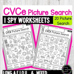 Cvce Phonics Picture Search I Spy Read and Find Worksheet Puzzles - Etsy