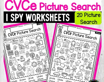 CVC Phonics Picture Search I Spy Read and Find Worksheet Puzzles - Etsy