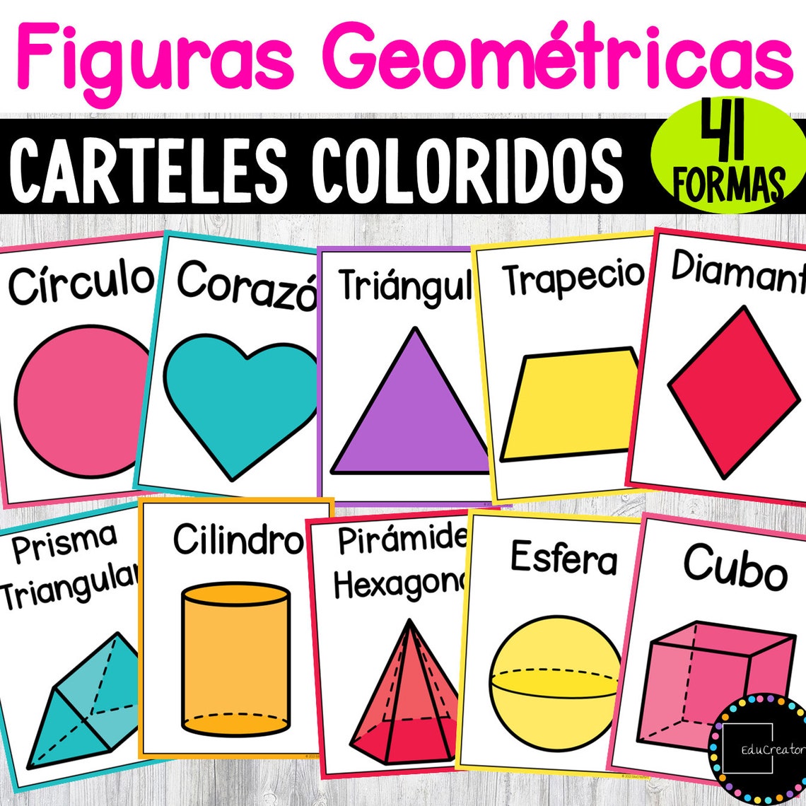 Carteles De Figuras Geométricas 2D Y 3D Spanish Shapes Posters - Etsy