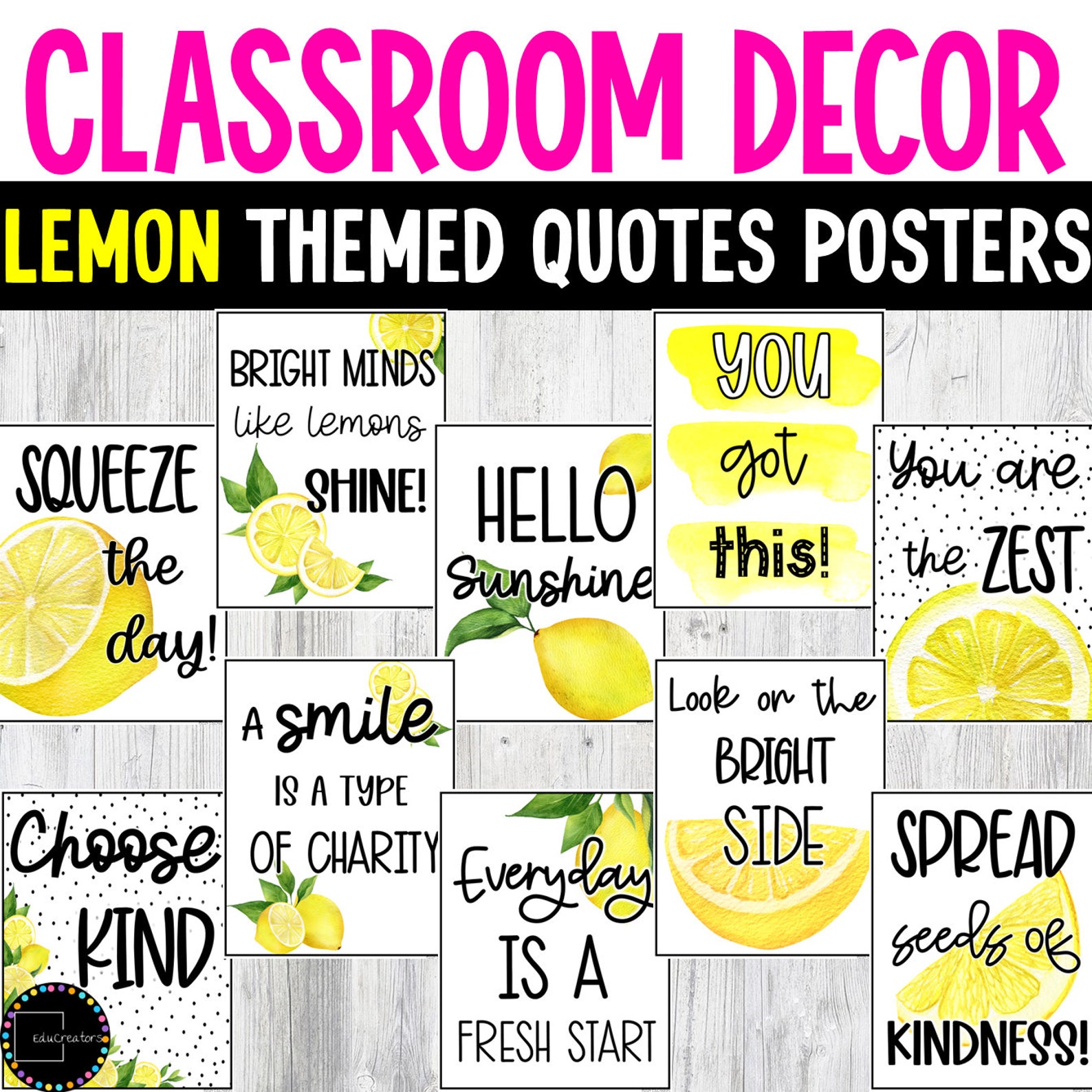 Lemon Themed Classroom Decor Quotes Motivational Posters - Etsy