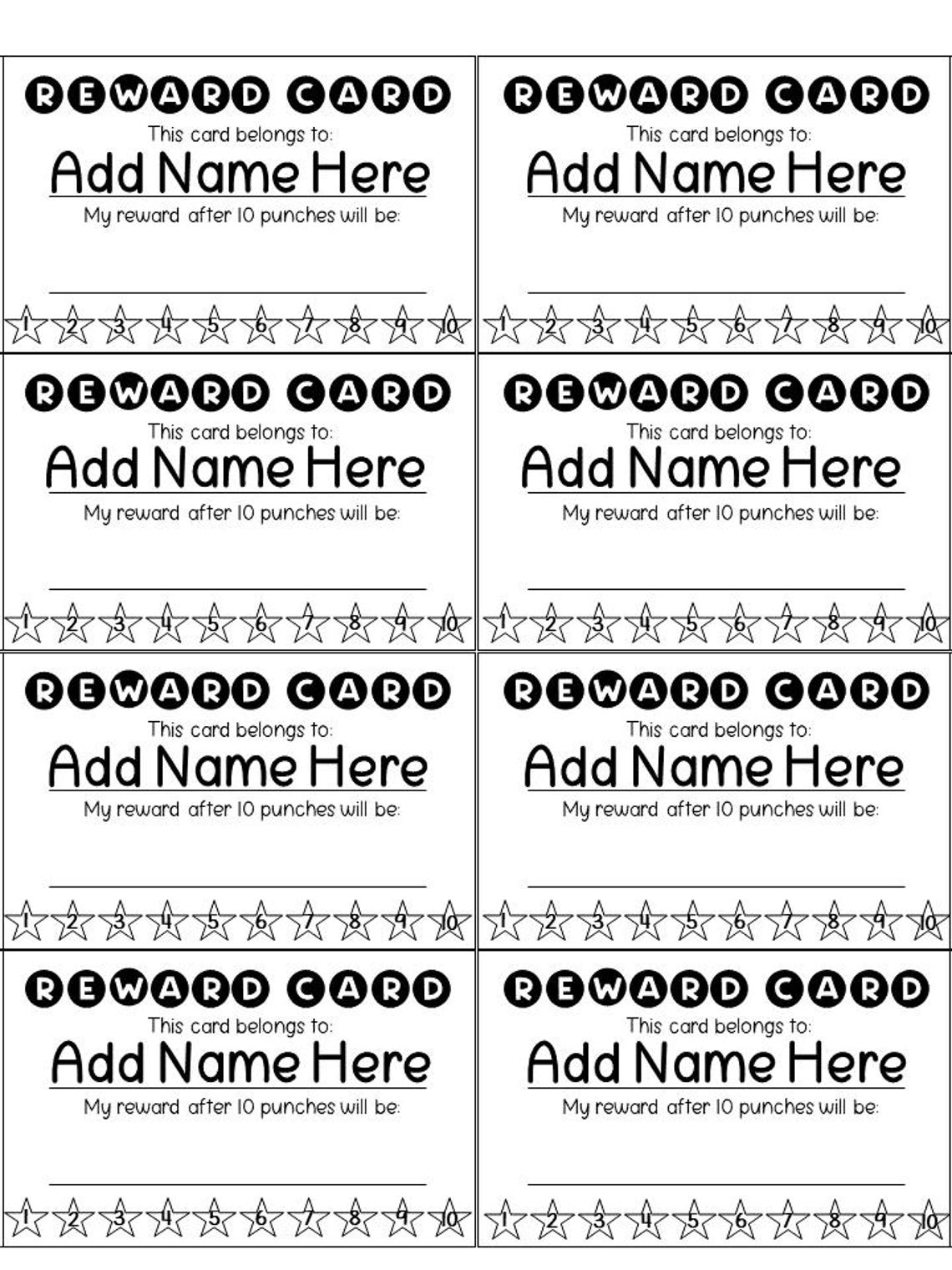 Printable Colorful Punch Cards, Incentive Reward Cards for Students ...