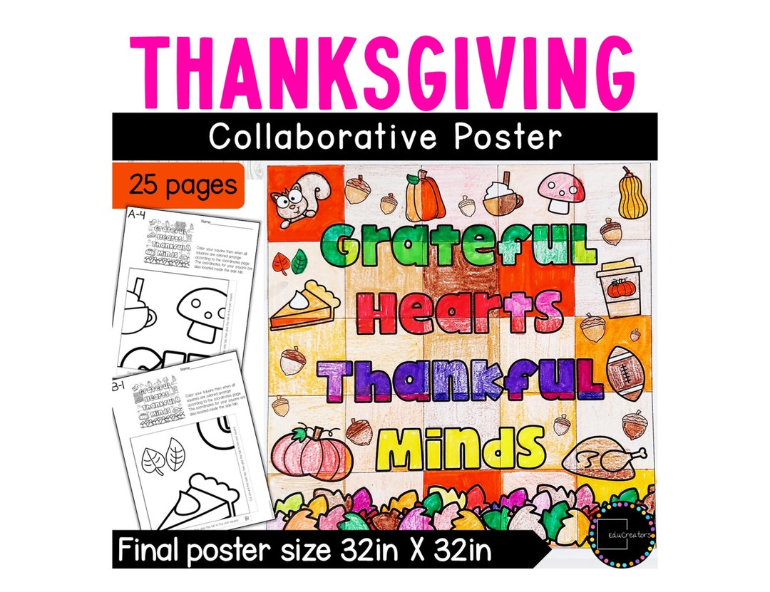 Fall Thanksgiving Collaborative Coloring Poster, Bulletin Board and ...