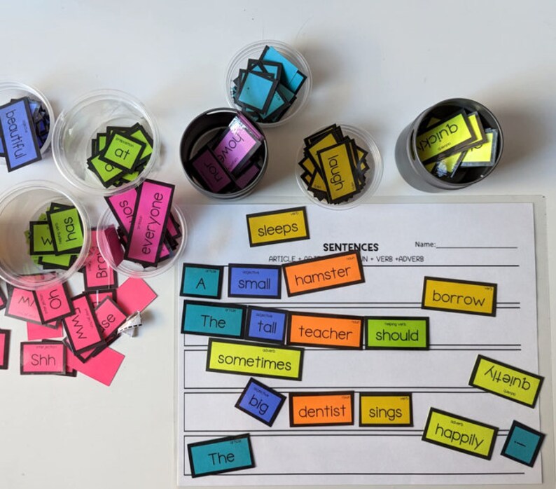 Build A Sentence Part of Speech Tiles Language Arts - Etsy