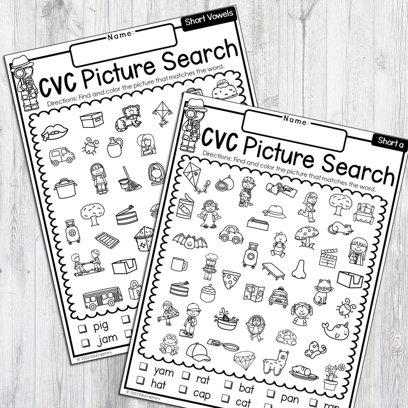 CVC Phonics Picture Search I Spy Read and Find Worksheet Puzzles - Etsy