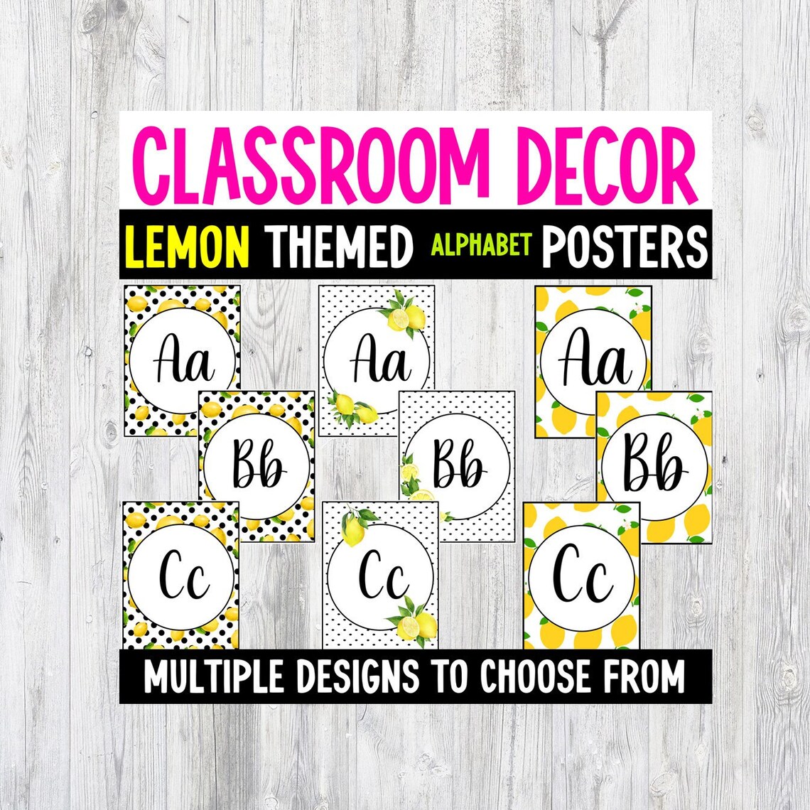 Lemon Themed Alphabet Posters Classroom Decor - Etsy