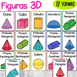 Carteles De Figuras Geométricas 2D Y 3D Spanish Shapes Posters - Etsy