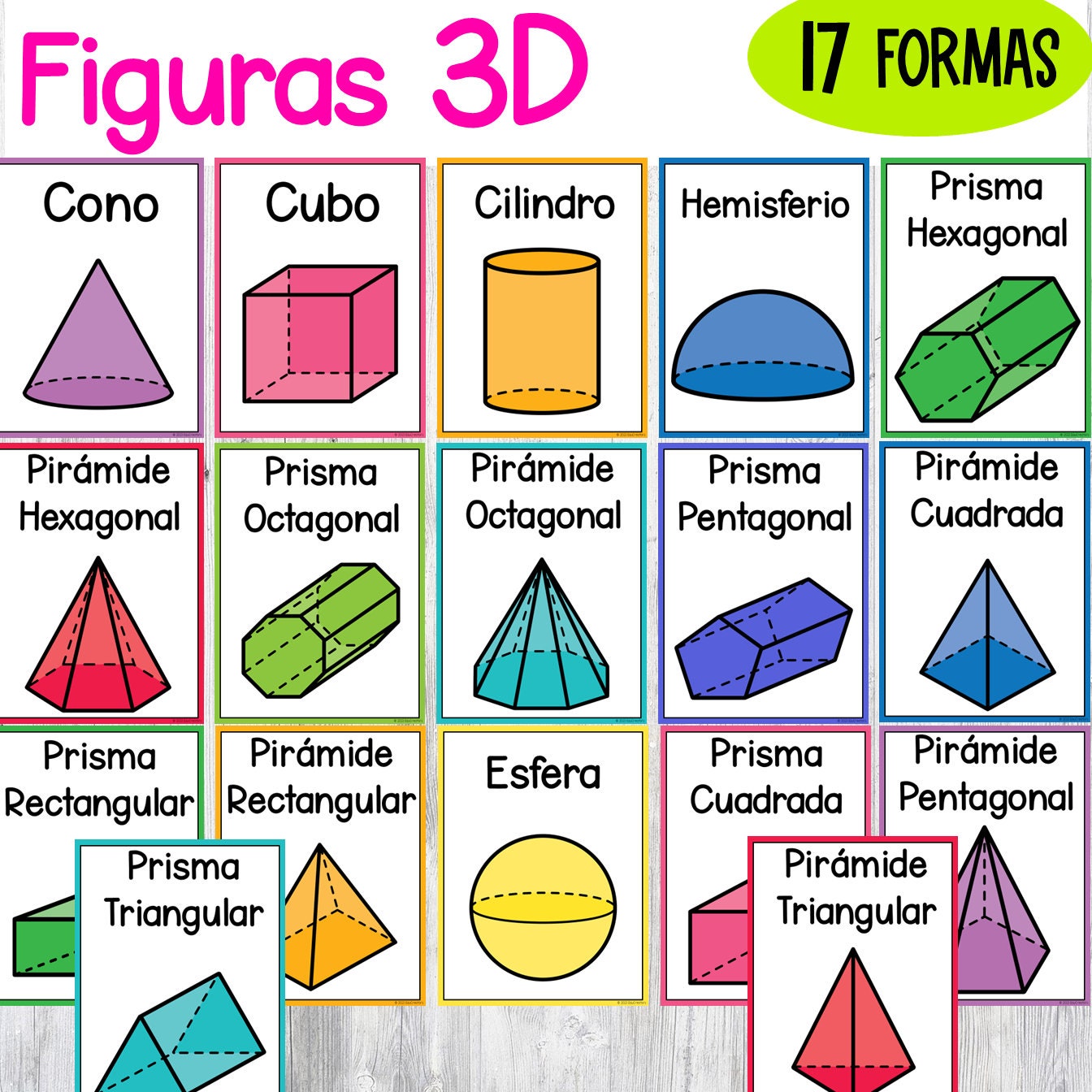 Carteles De Figuras Geométricas 2D Y 3D Spanish Shapes Posters - Etsy