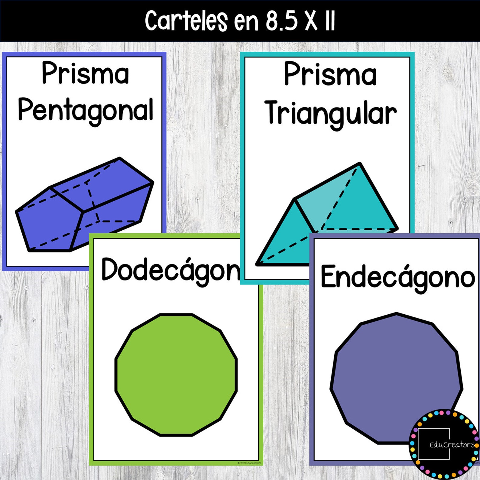 Carteles De Figuras Geométricas 2D Y 3D Spanish Shapes Posters - Etsy