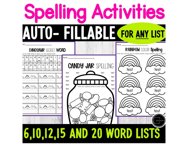 Spelling Practice for Any Word List, Word Work Kindergarten 1st 2nd 3rd ...