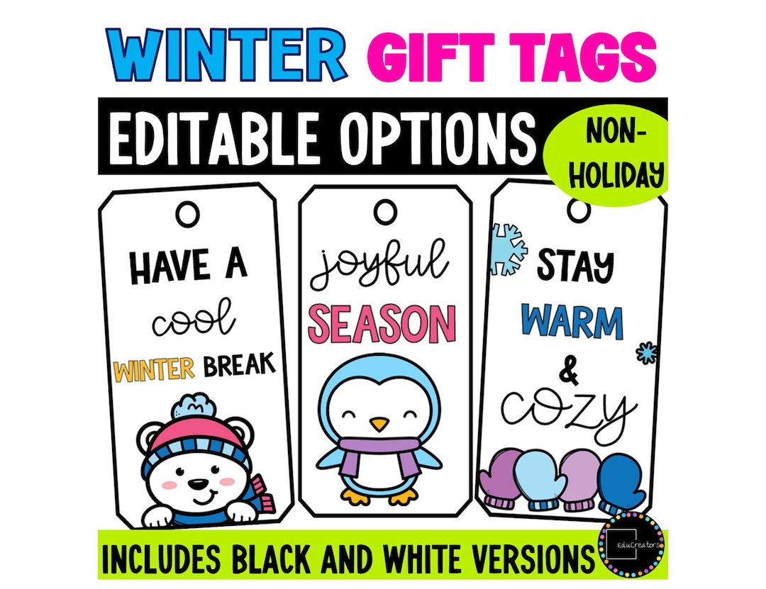Winter Gift Tags for Students Teacher Parents, Printable Gift Tags for ...
