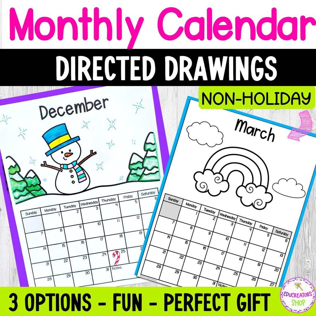 Directed Drawing Monthly Calendar, Non-holiday (digital Download) - Etsy