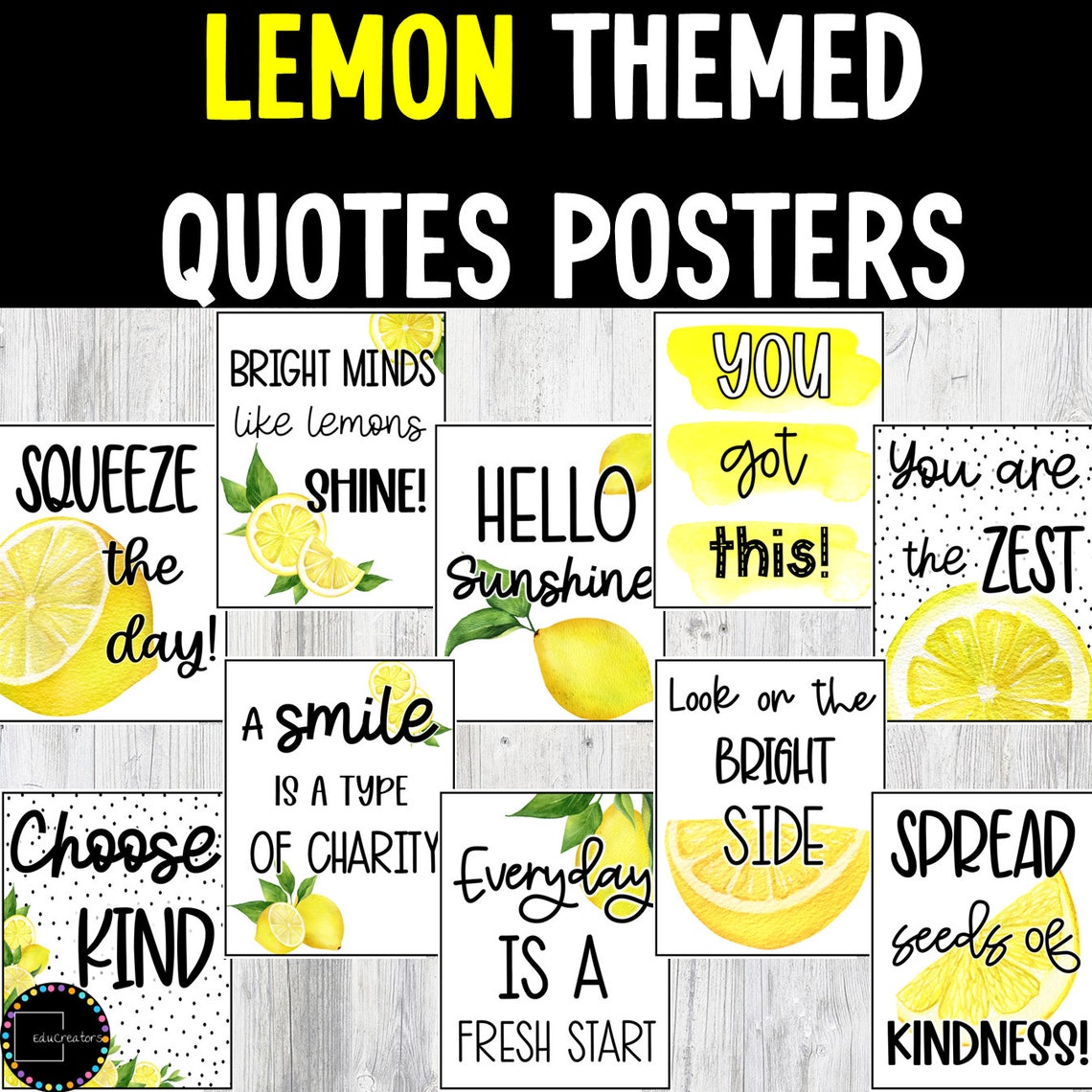 Lemon Themed Classroom Decor Quotes Motivational Posters - Etsy