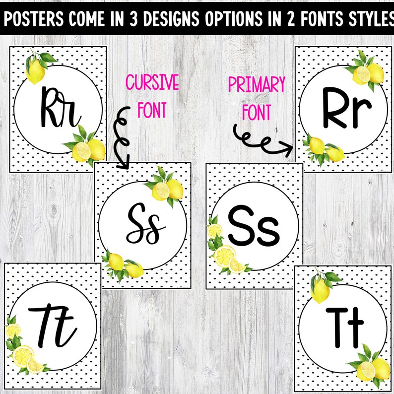 Lemon Themed Alphabet Posters Classroom Decor - Etsy