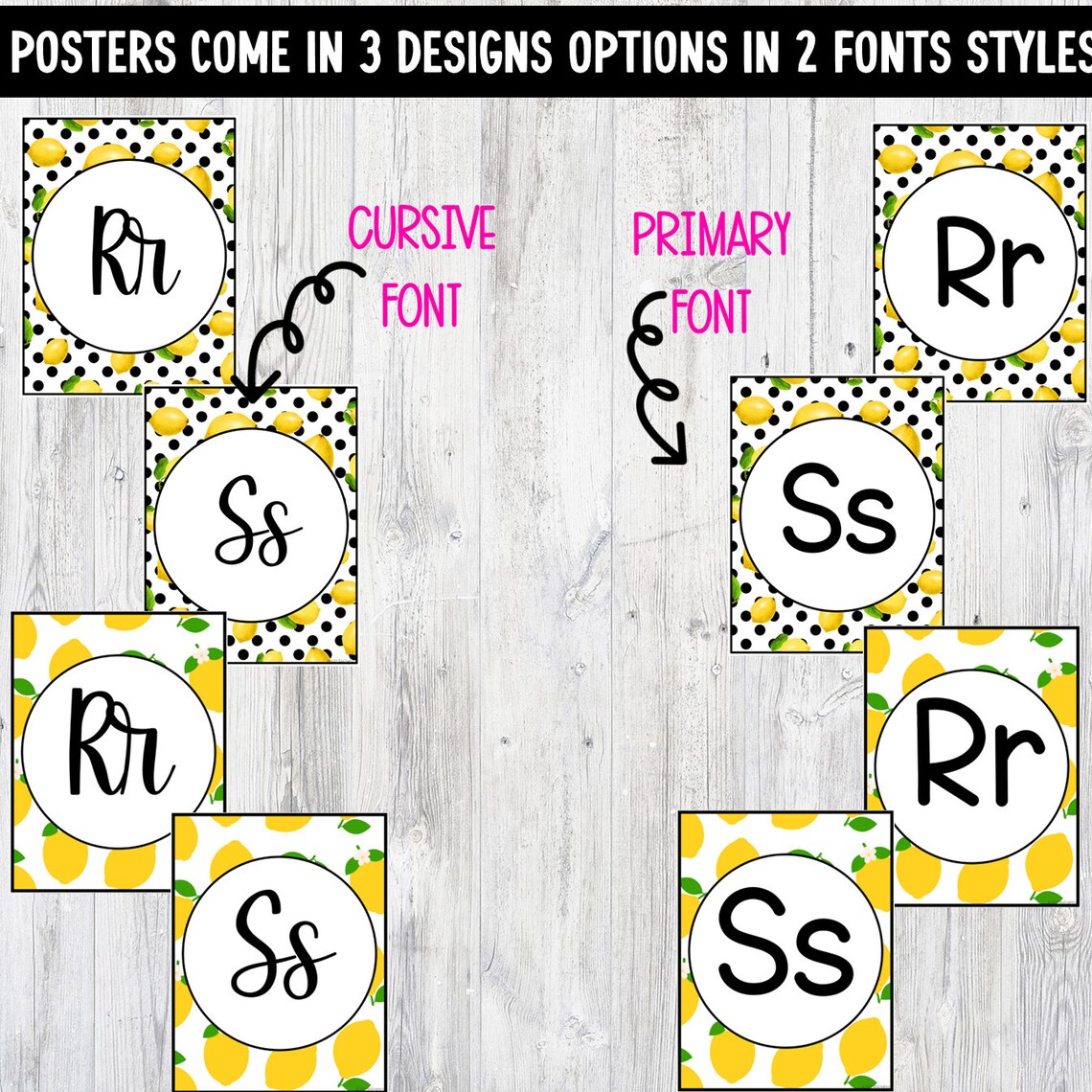 Lemon Themed Alphabet Posters Classroom Decor - Etsy