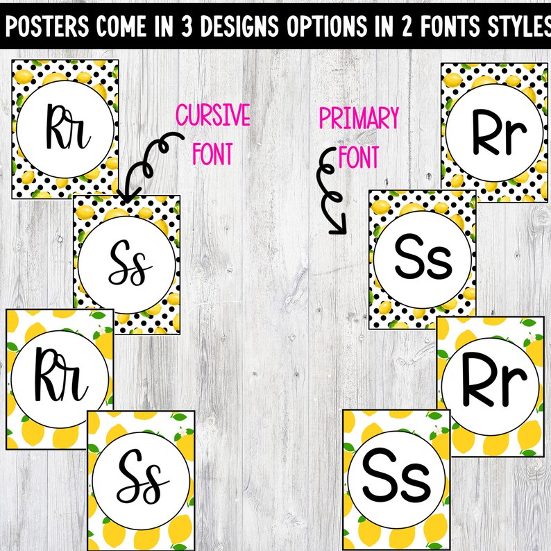 Lemon Themed Alphabet Posters Classroom Decor - Etsy
