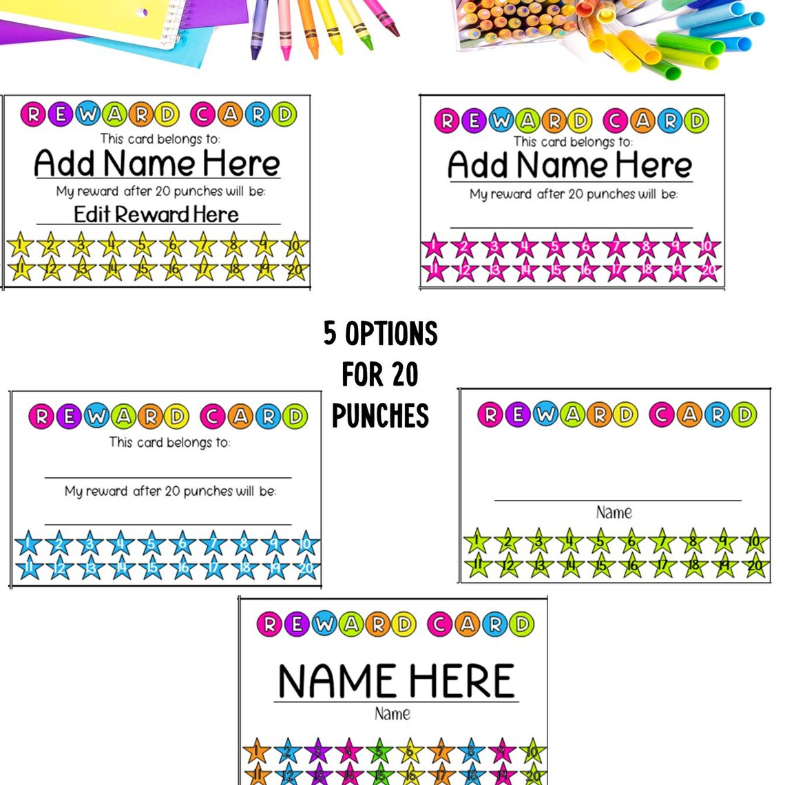 Printable Colorful Punch Cards, Incentive Reward Cards for Students ...