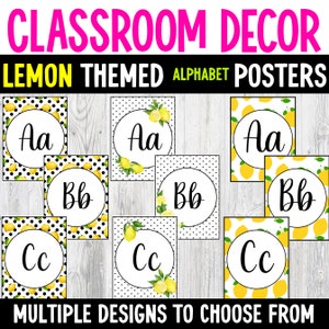 Lemon Themed Alphabet Posters Classroom Decor - Etsy