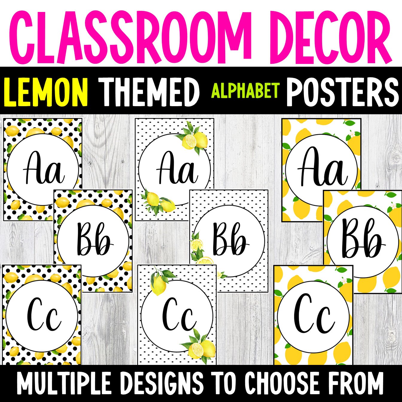 Lemon Themed Alphabet Posters Classroom Decor - Etsy