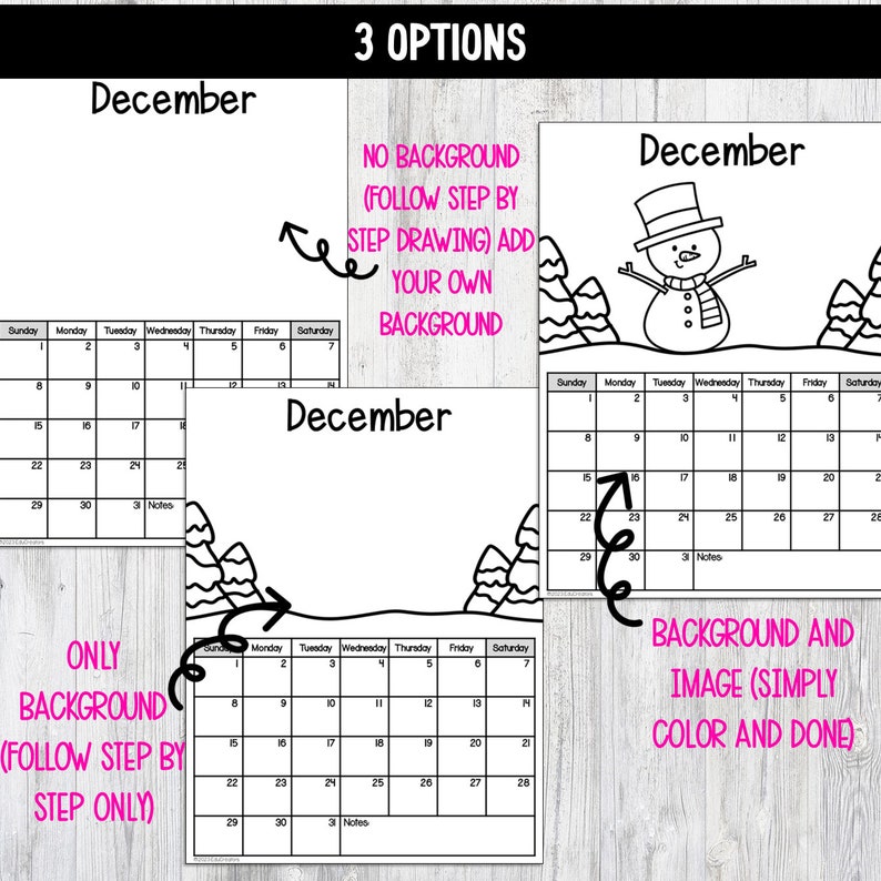 Monthly Directed Drawing Calendar, Parents Holiday Gift Ideas for ...
