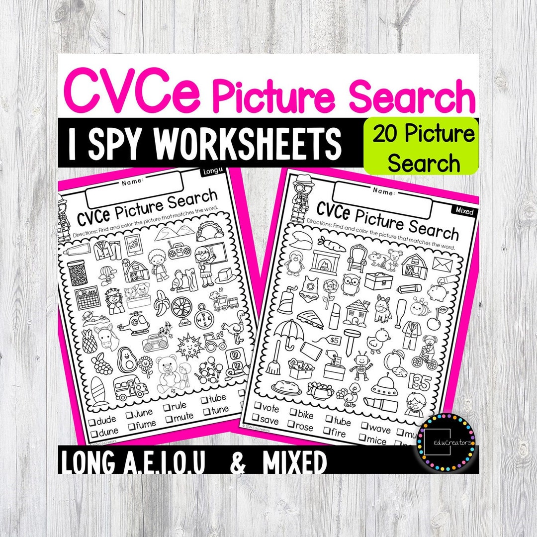 Cvce Phonics Picture Search I Spy Read and Find Worksheet Puzzles - Etsy