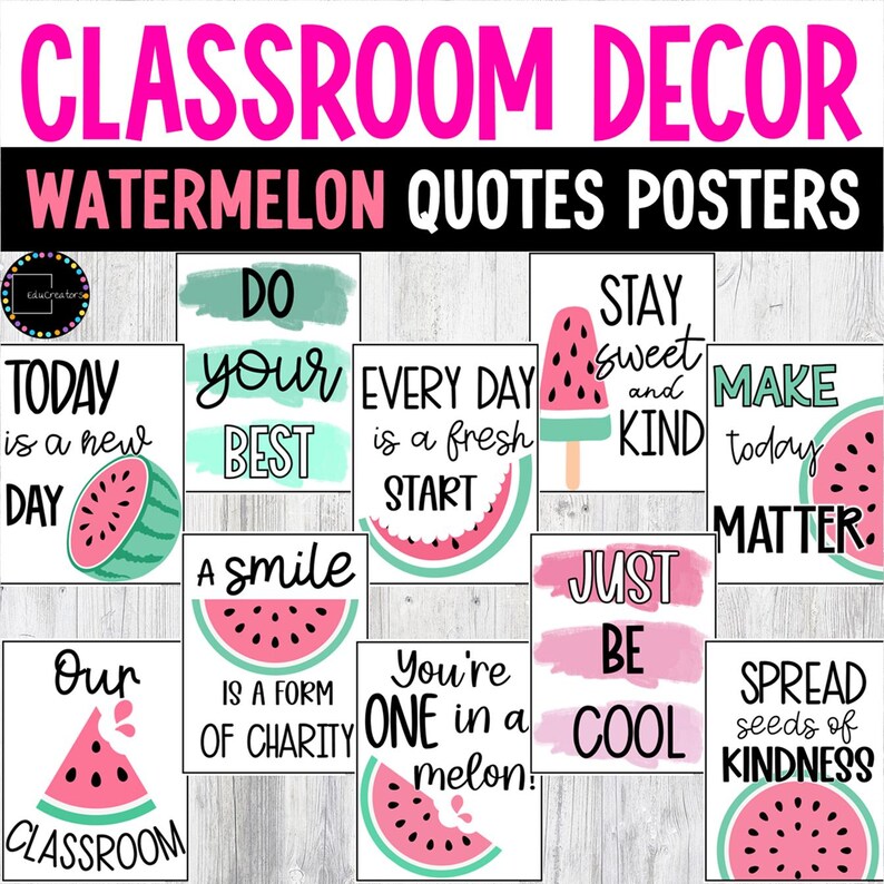 Watermelon Classroom Decor Bundle | Bright Watermelon Bulletin Board ...