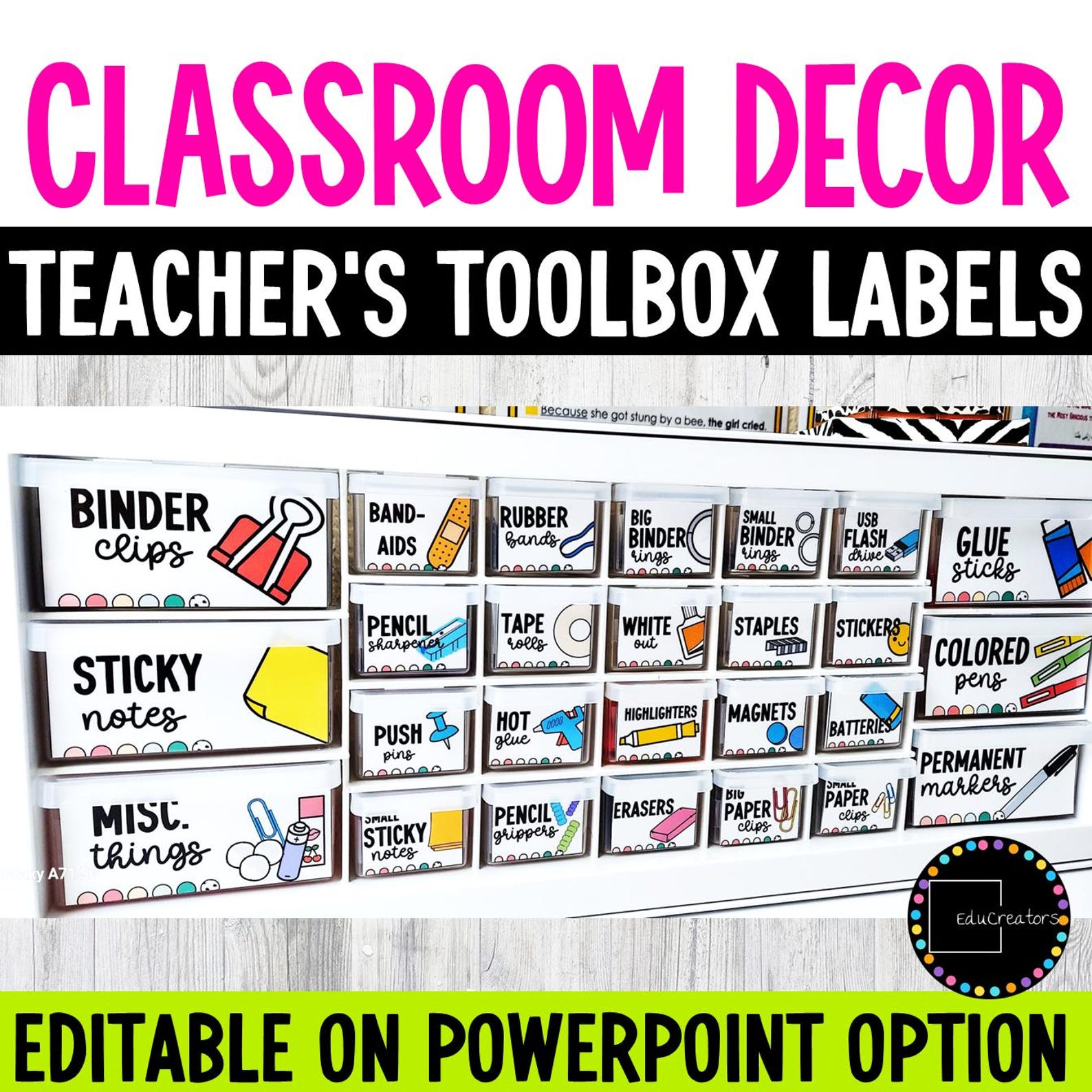 Editable Teacher Toolbox Labels, Iris Organizer (digital Download) - Etsy