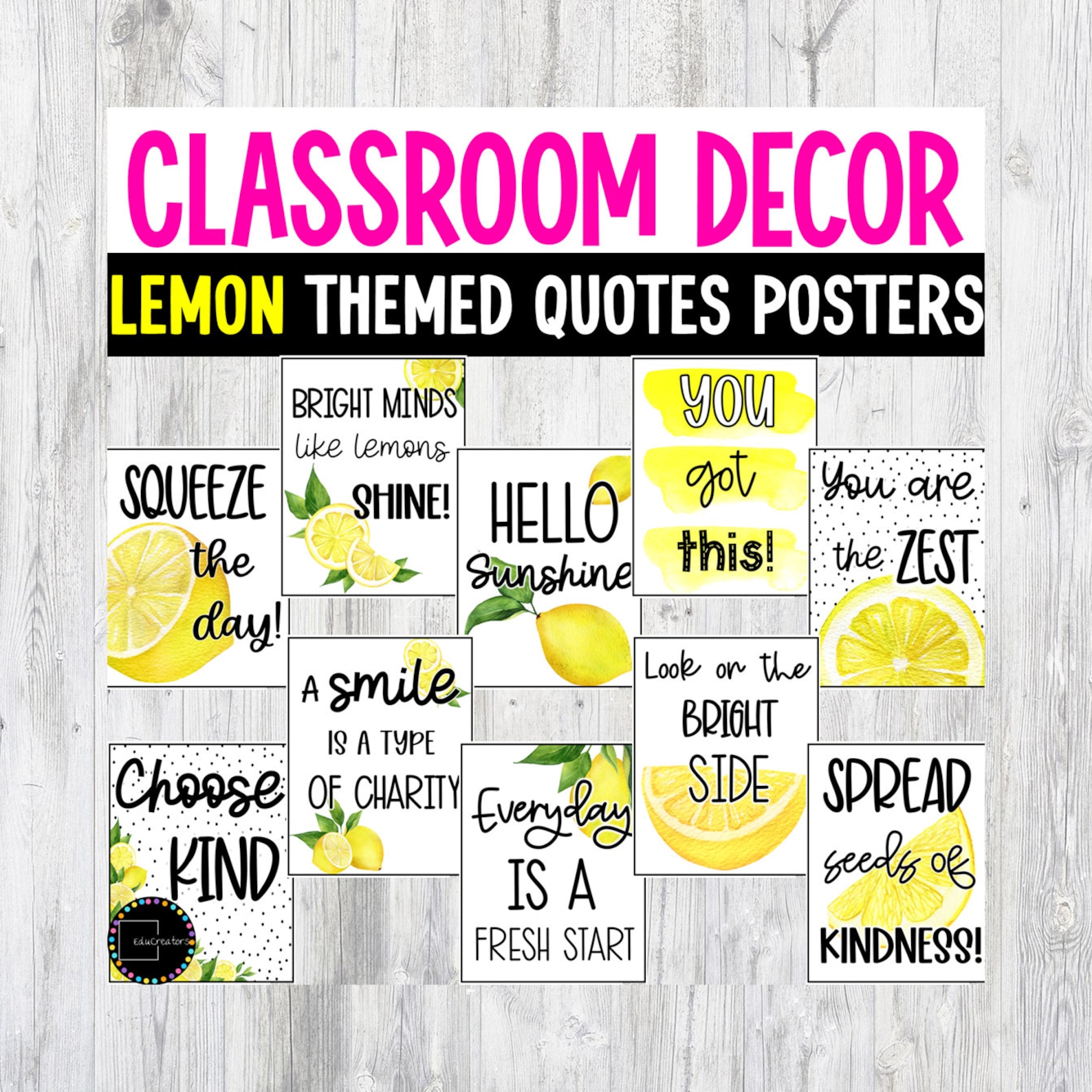 Lemon Themed Classroom Decor Quotes Motivational Posters - Etsy