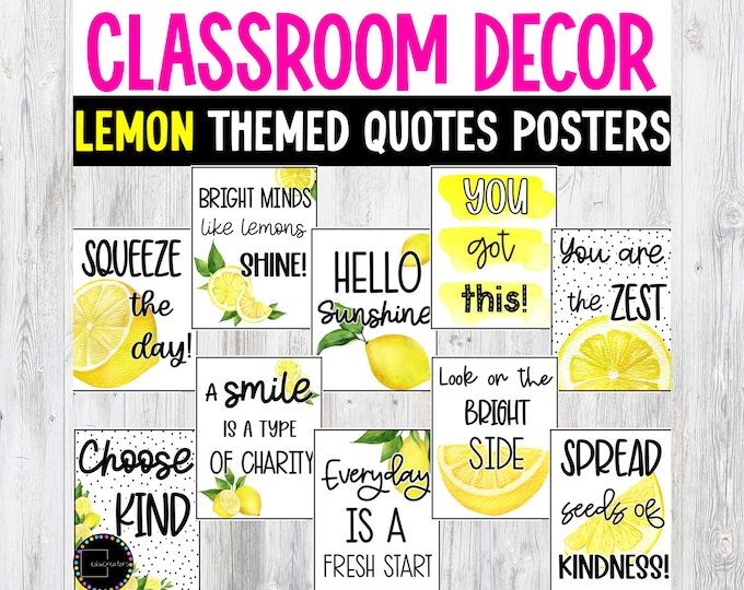 Lemon Themed Classroom Decor Quotes Motivational Posters - Etsy