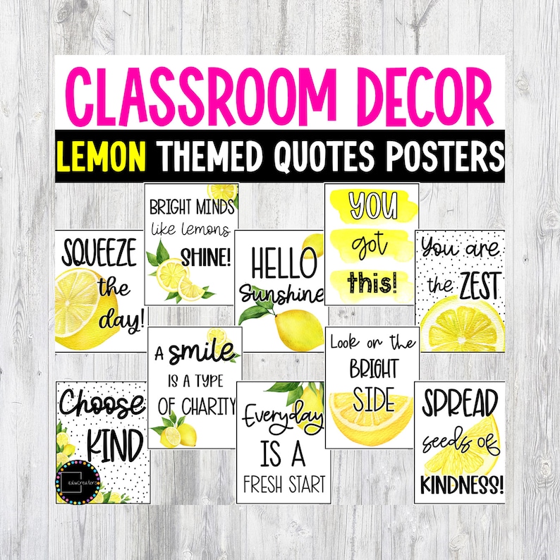 Lemon Themed Classroom Decor Quotes Motivational Posters - Etsy