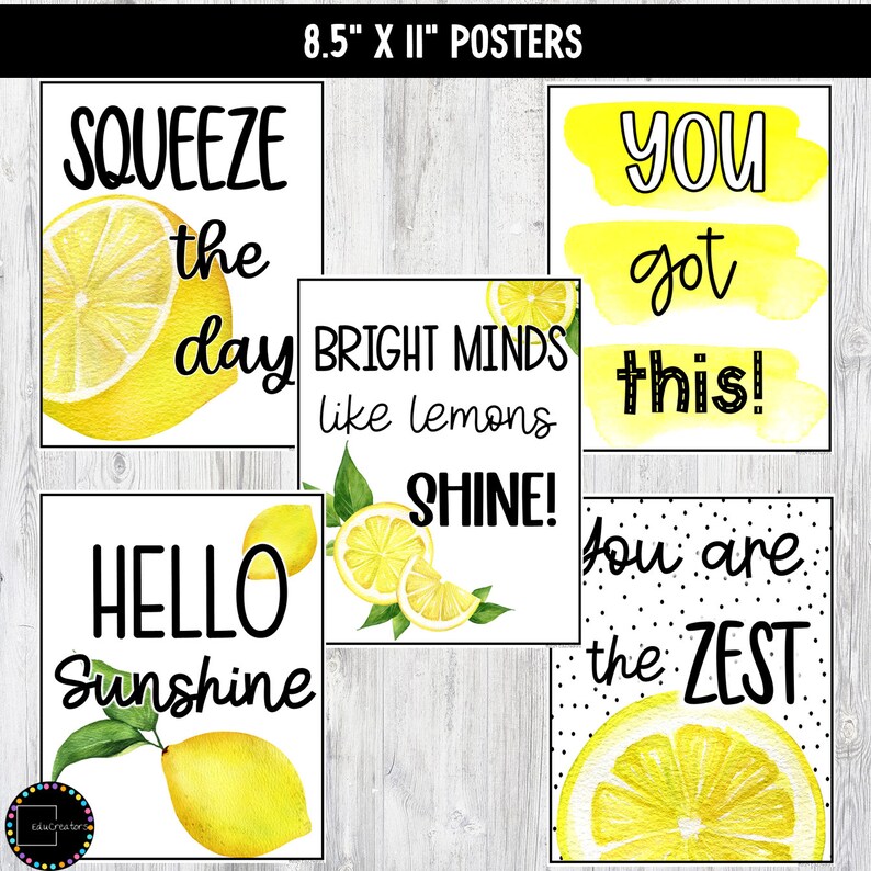 Lemon Themed Classroom Decor Quotes Motivational Posters - Etsy