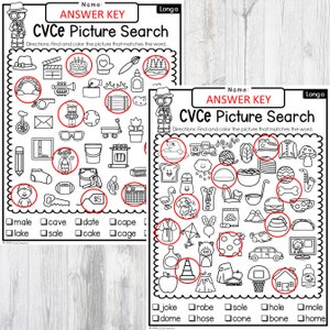 Cvce Phonics Picture Search I Spy Read and Find Worksheet Puzzles - Etsy
