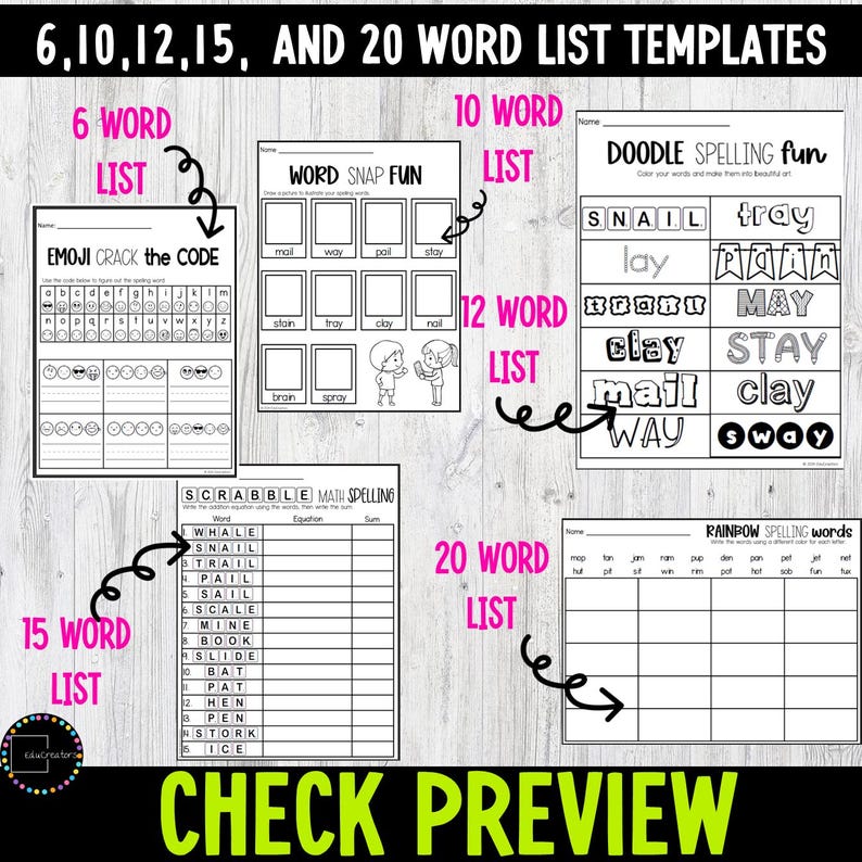 Spelling Practice for Any Word List, Word Work Kindergarten 1st 2nd 3rd ...