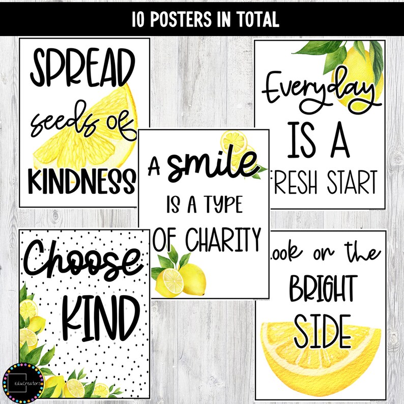 Lemon Themed Classroom Decor Quotes Motivational Posters - Etsy