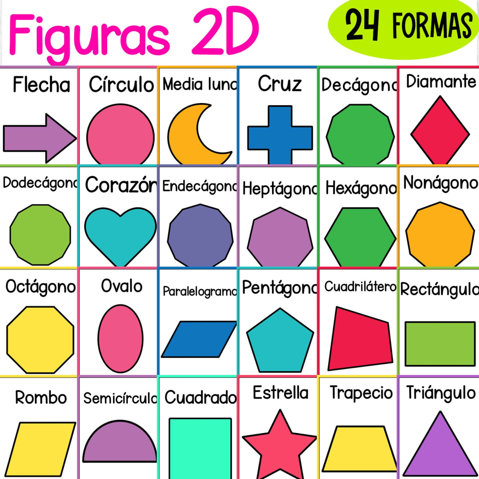 Carteles De Figuras Geométricas 2D Y 3D Spanish Shapes Posters - Etsy