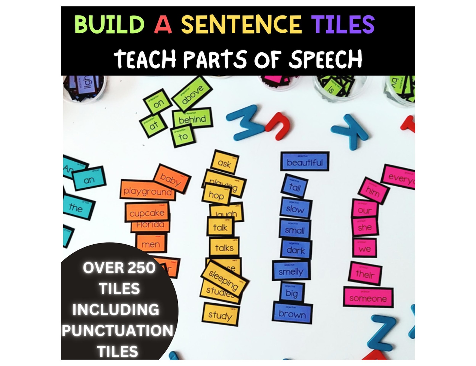 Build A Sentence Part of Speech Tiles Language Arts - Etsy
