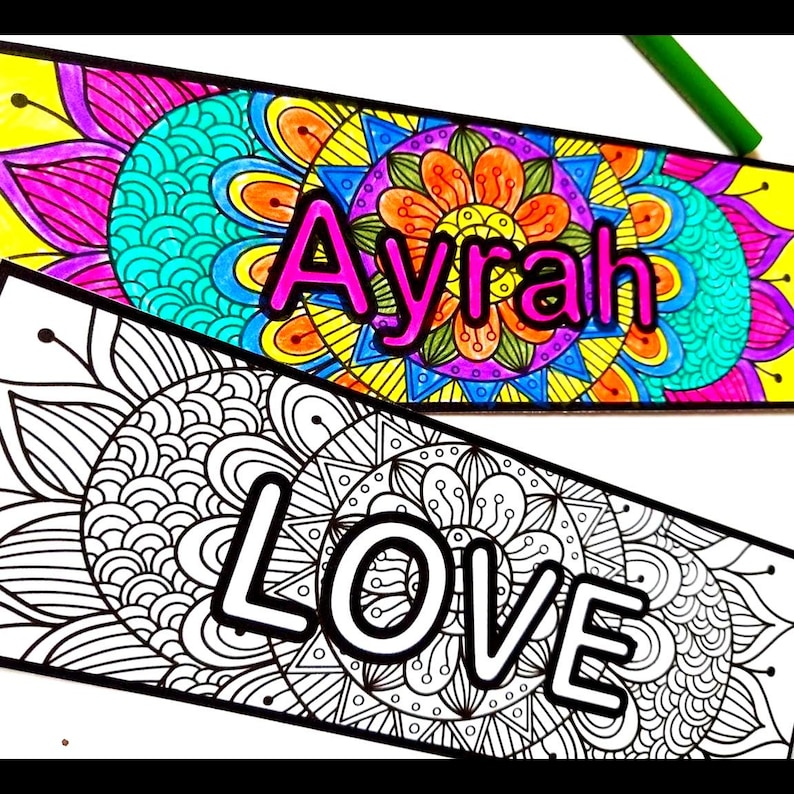 Editable Mandala Coloring Bookmarks | Personalized Mandala Coloring ...