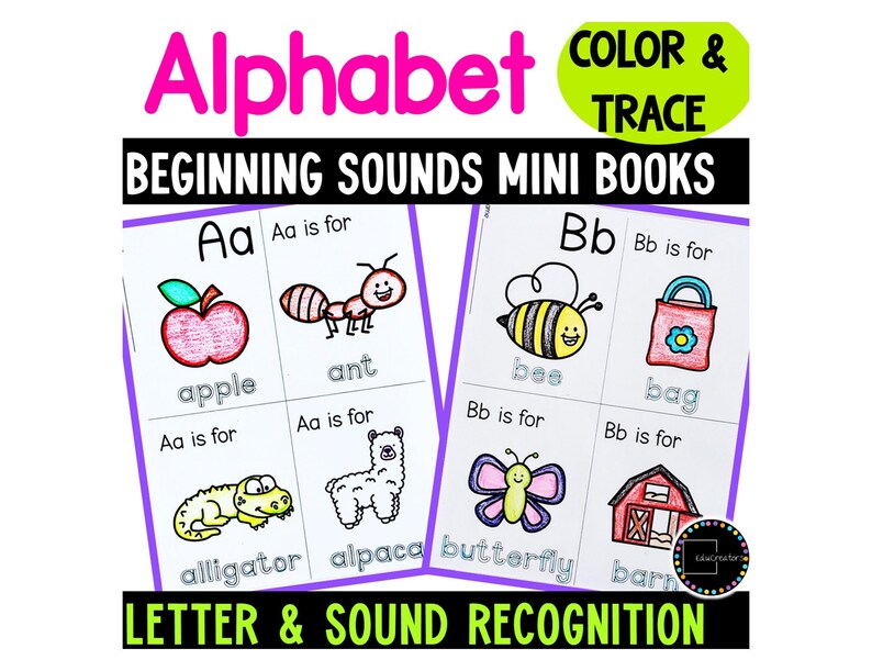 Alphabet Mini Book, ABC Early Learning, Beginning Sounds Coloring Pages ...